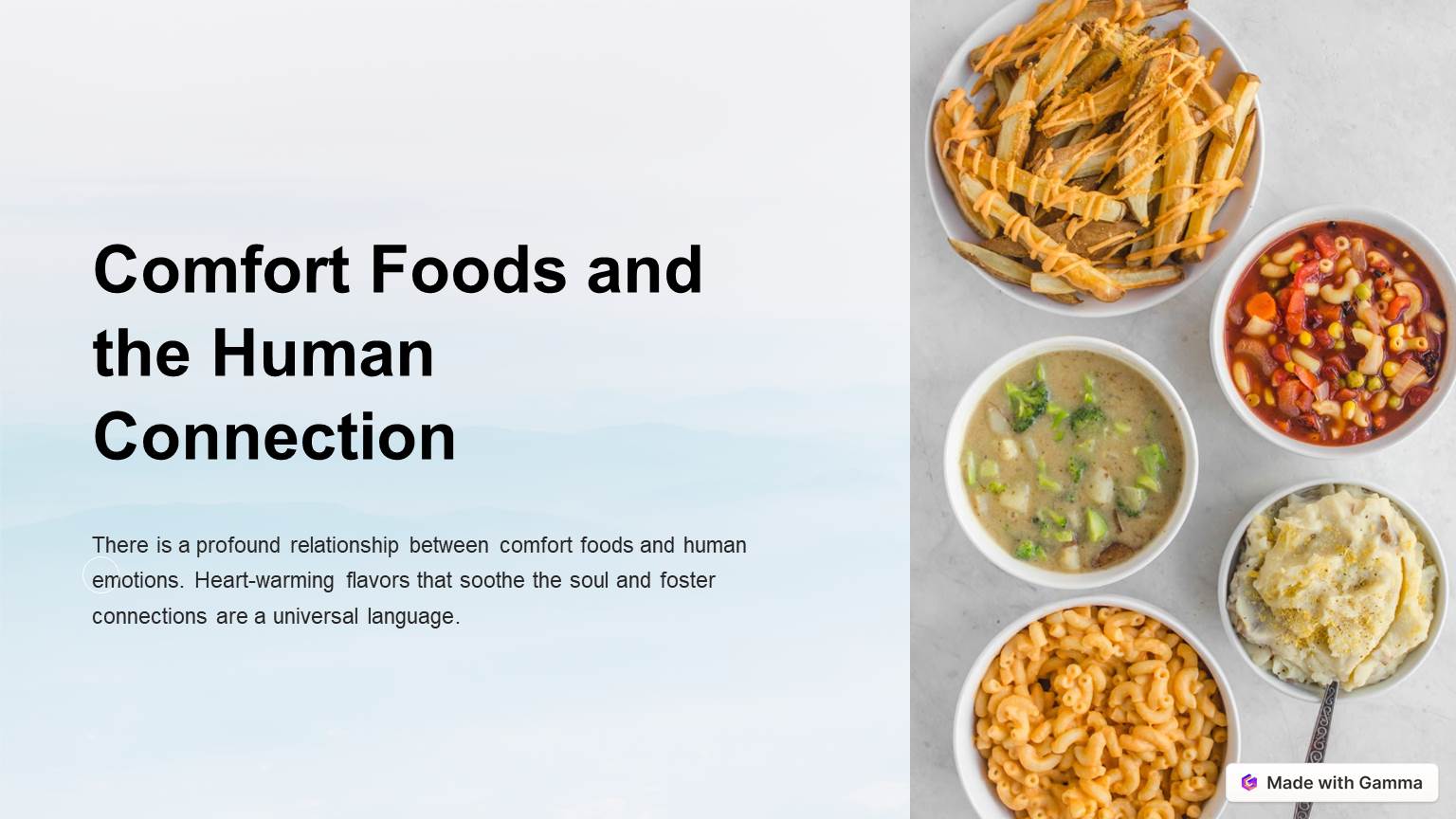 Comfort Foods and the Human Connection